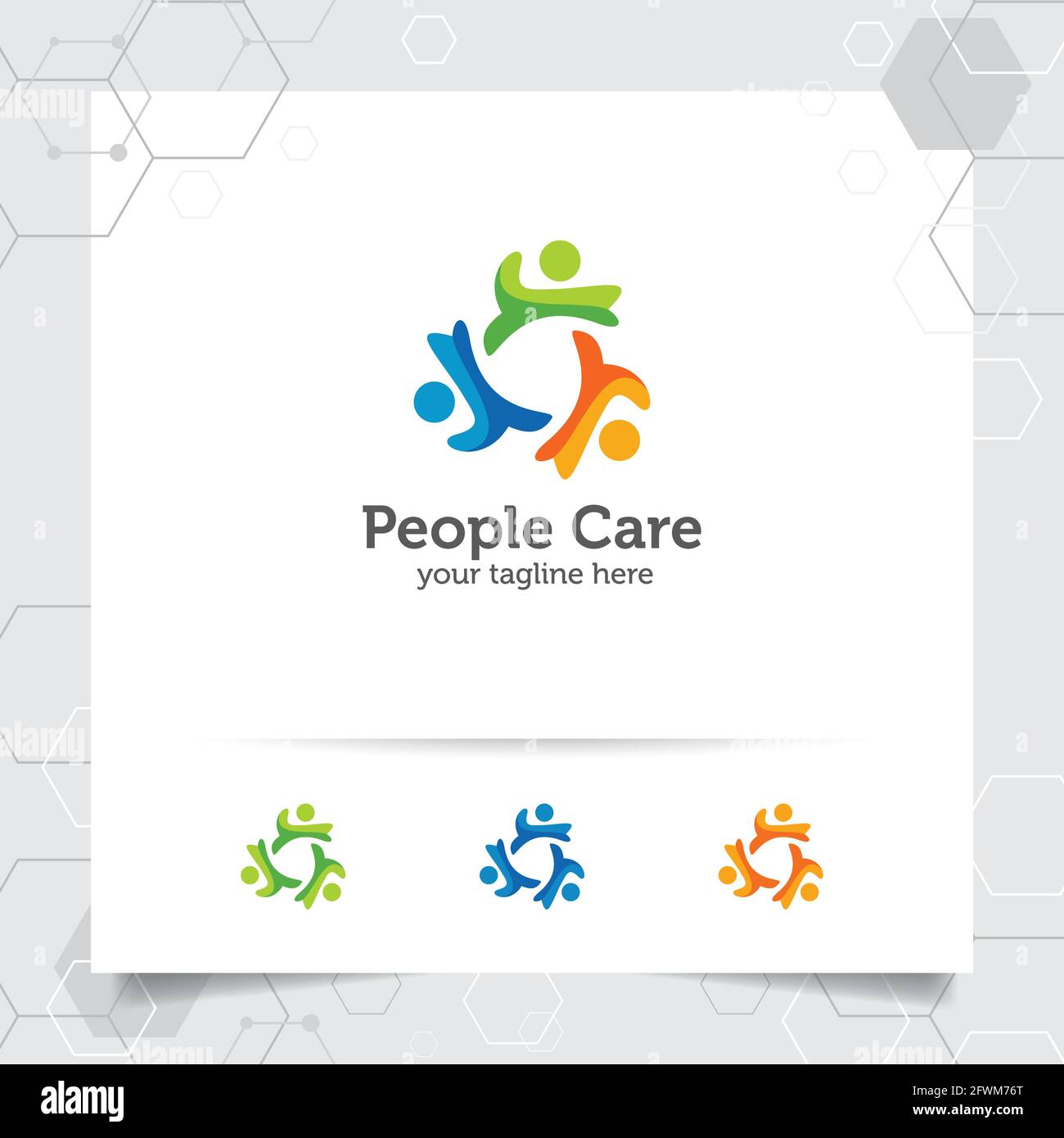 People circle logo design vector with concept of social human icon ...