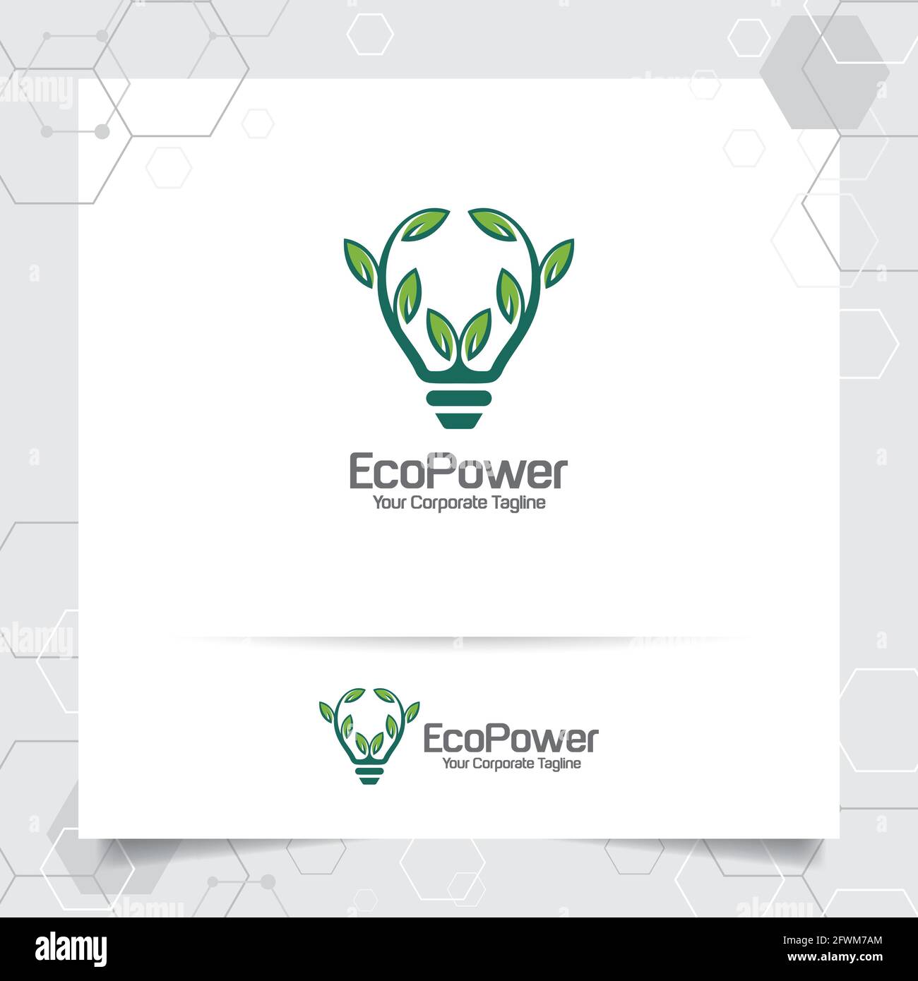 Green logo energy bulb design concept of leaves vector and lamp icon ...