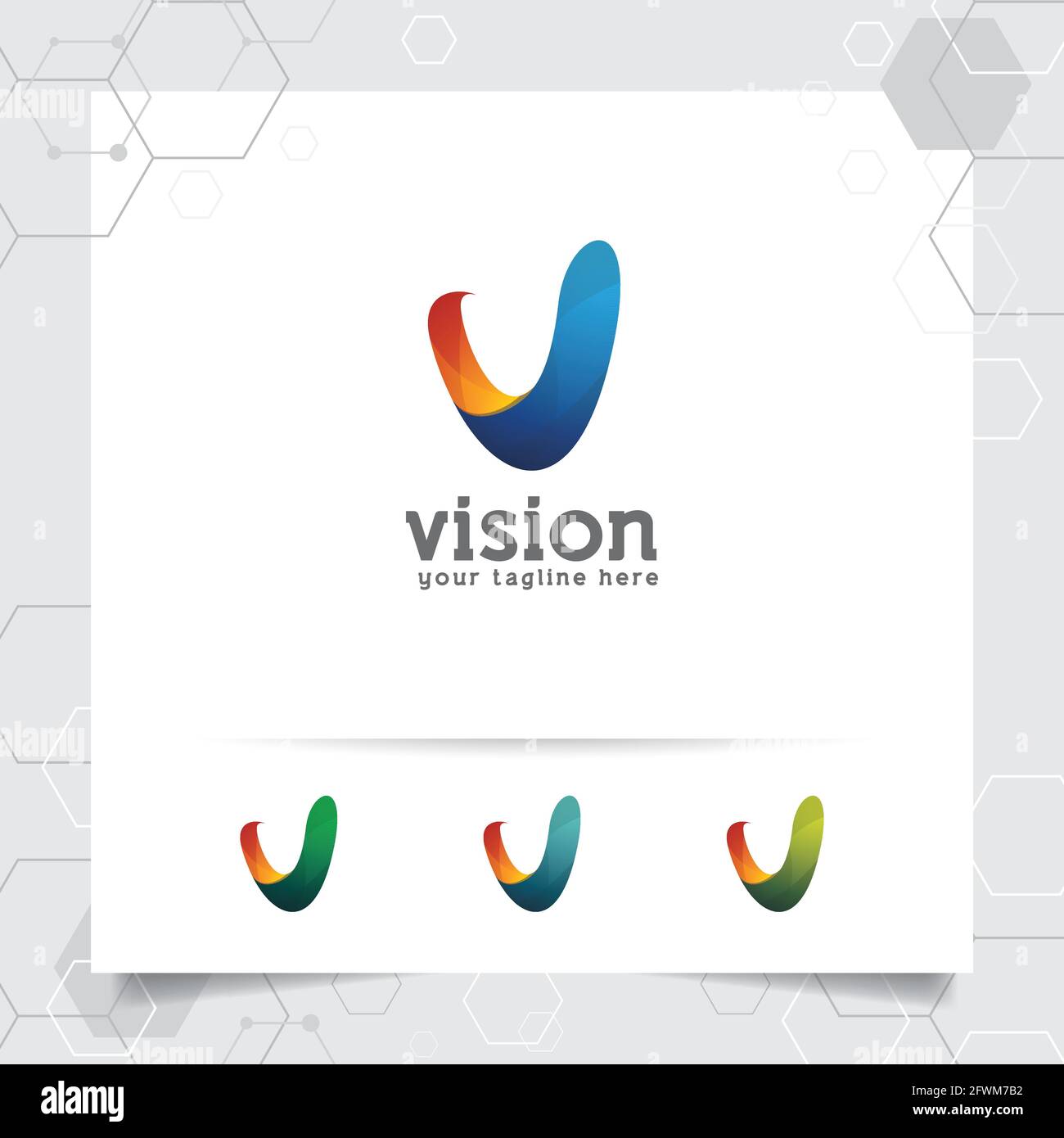 Digital logo 3D letter V design vector with modern colorful style for ...