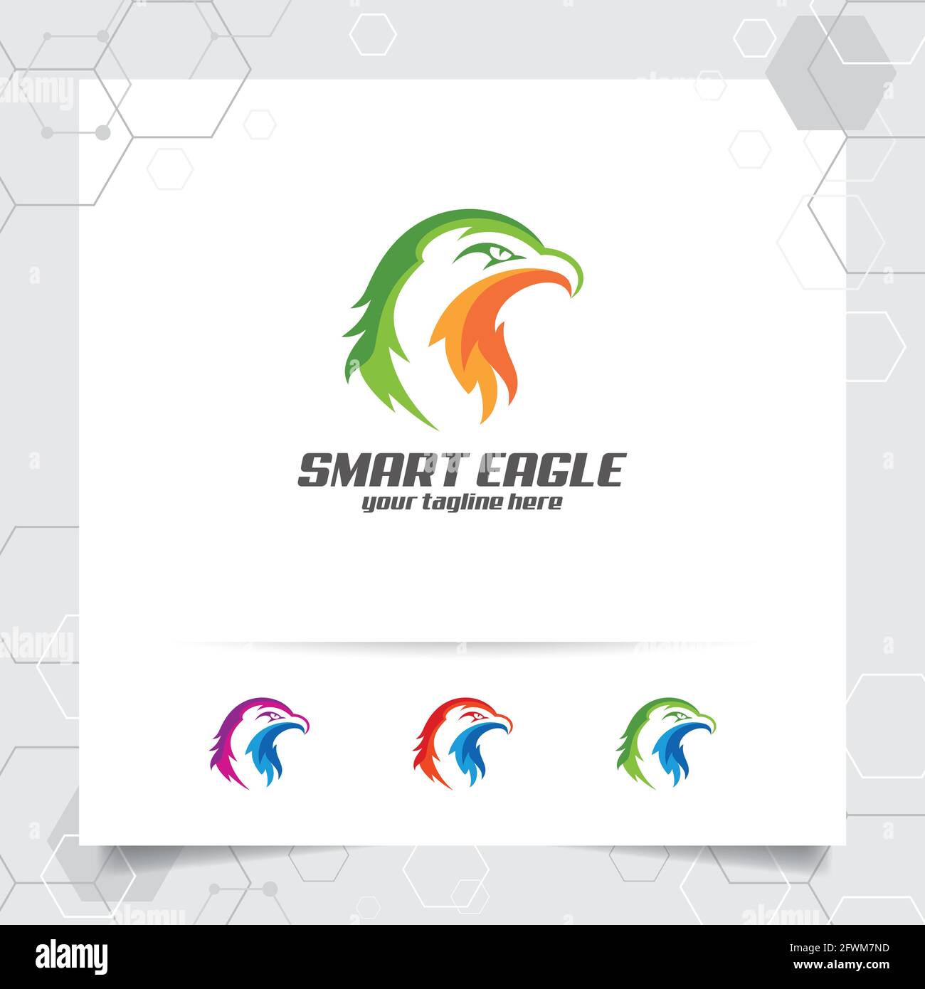 Eagle head logo vector design with a simple flat design of falcon and ...