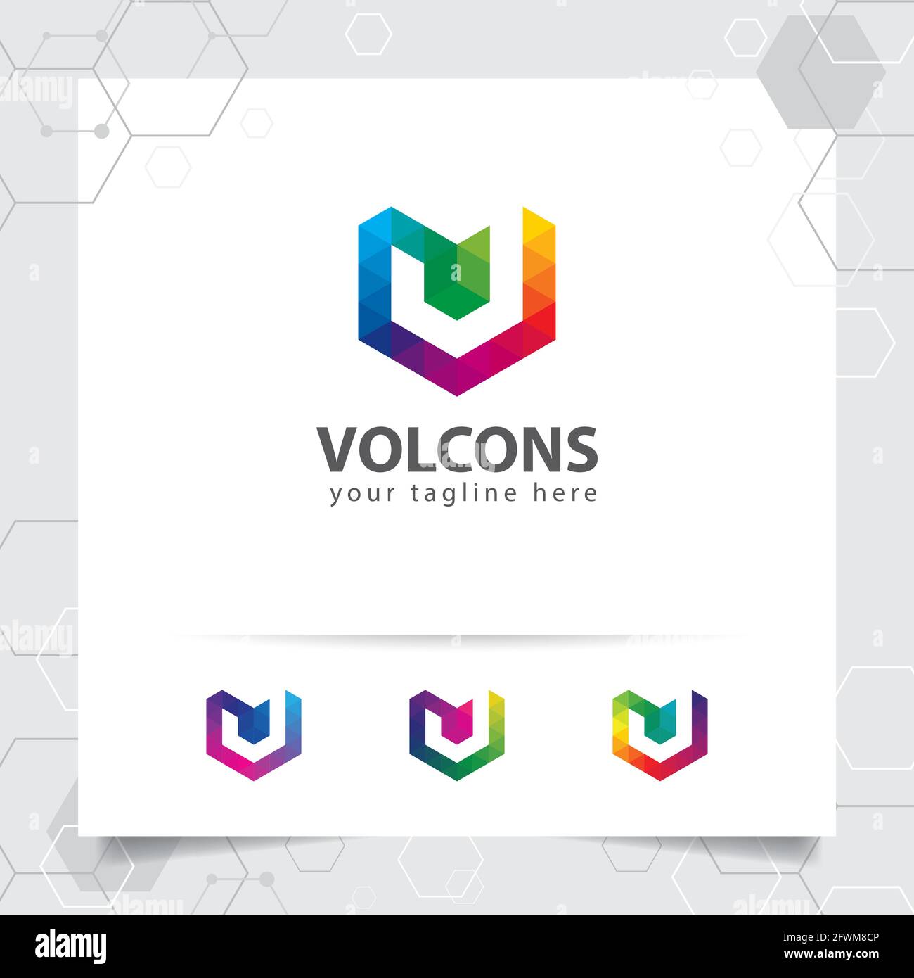 Digital logo letter V design vector with modern colorful pixel icon for ...