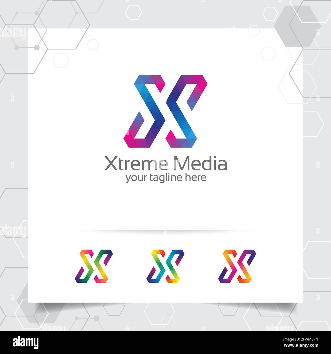 Digital logo letter X design vector with modern colorful pixel icon for ...
