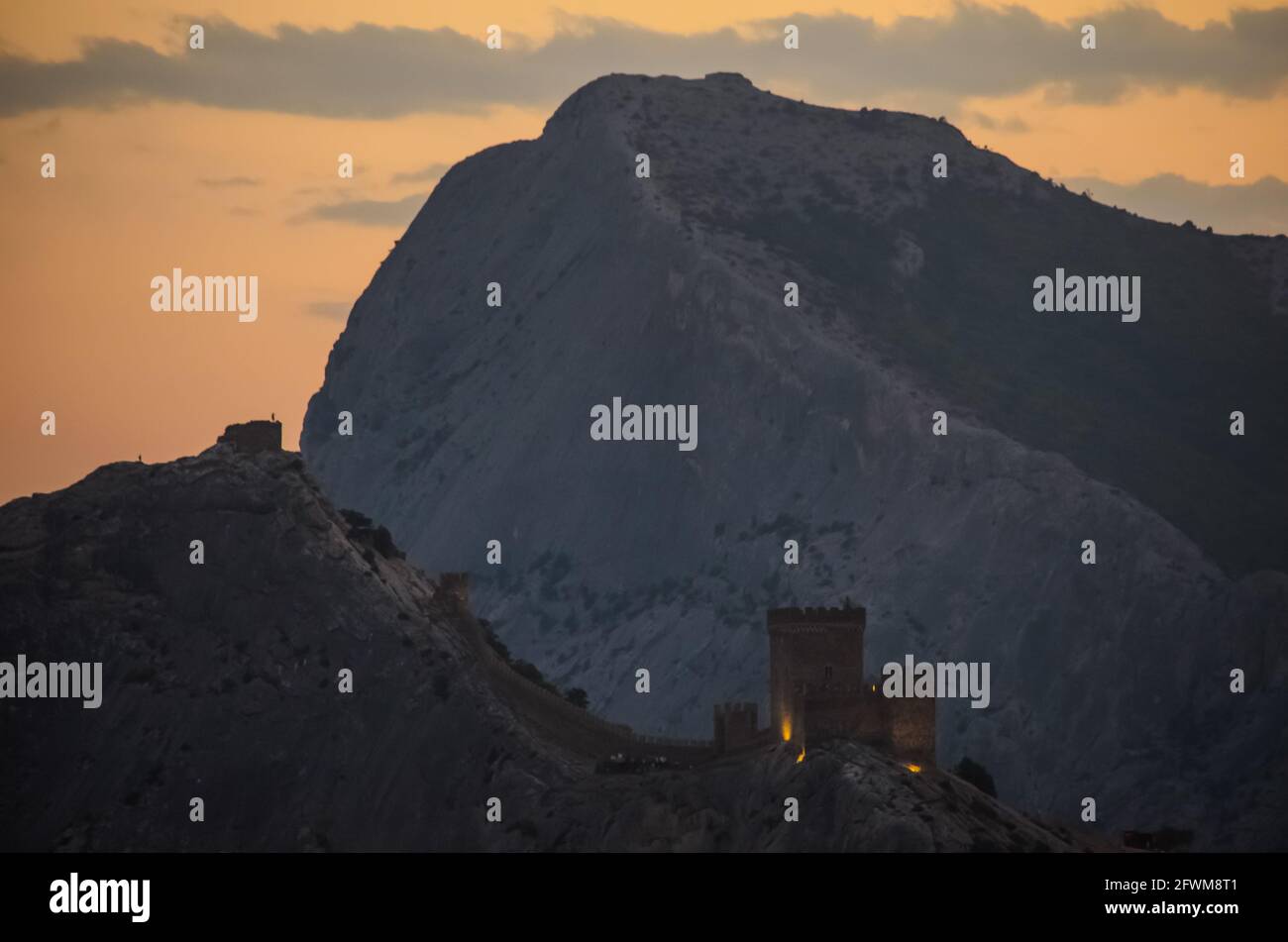 Sudak, Crimea. Embankment of Sudak. Black sea coast with beaches ...