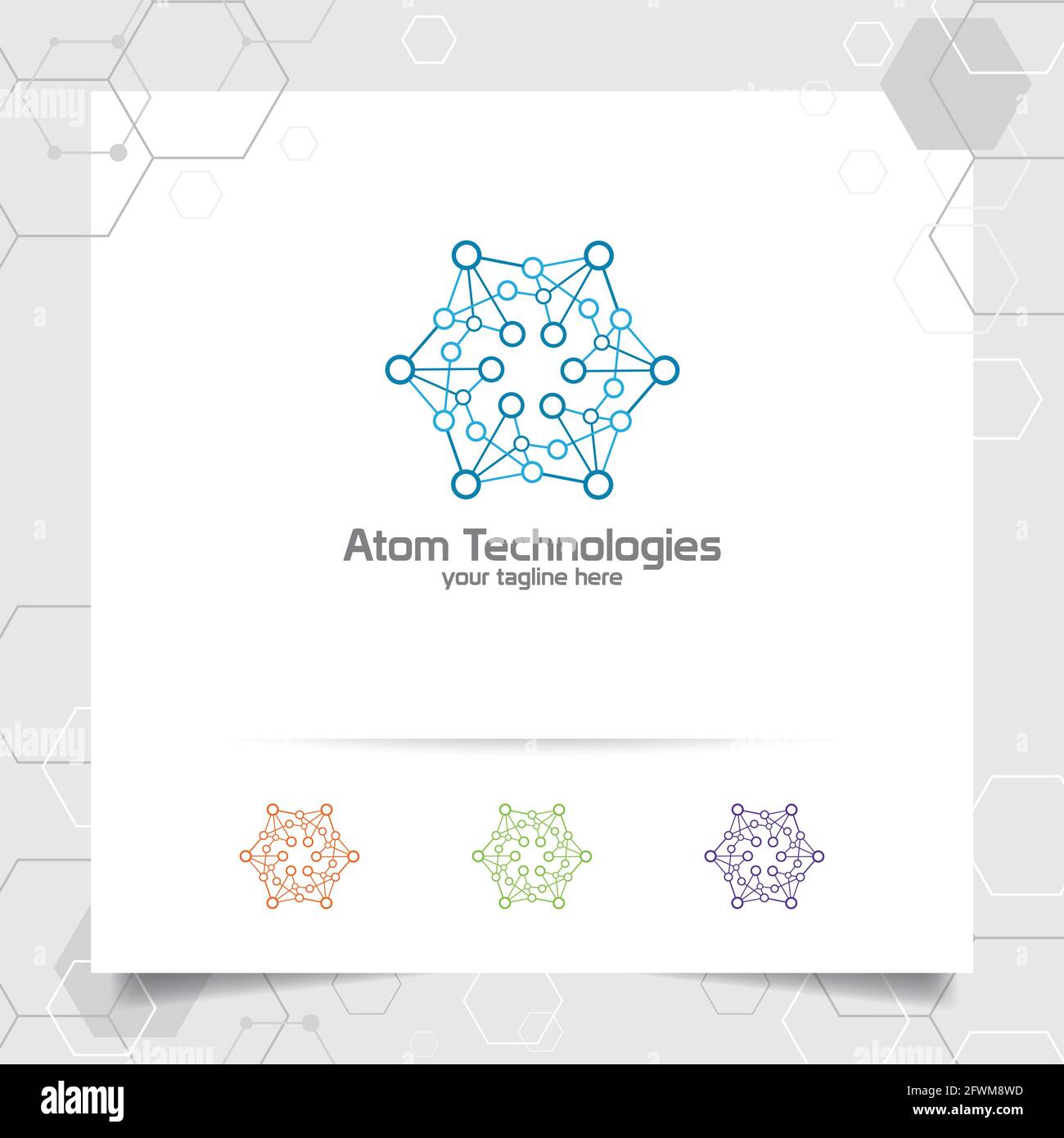 Geometric circle logo design with concept of atom symbol . Abstract ...