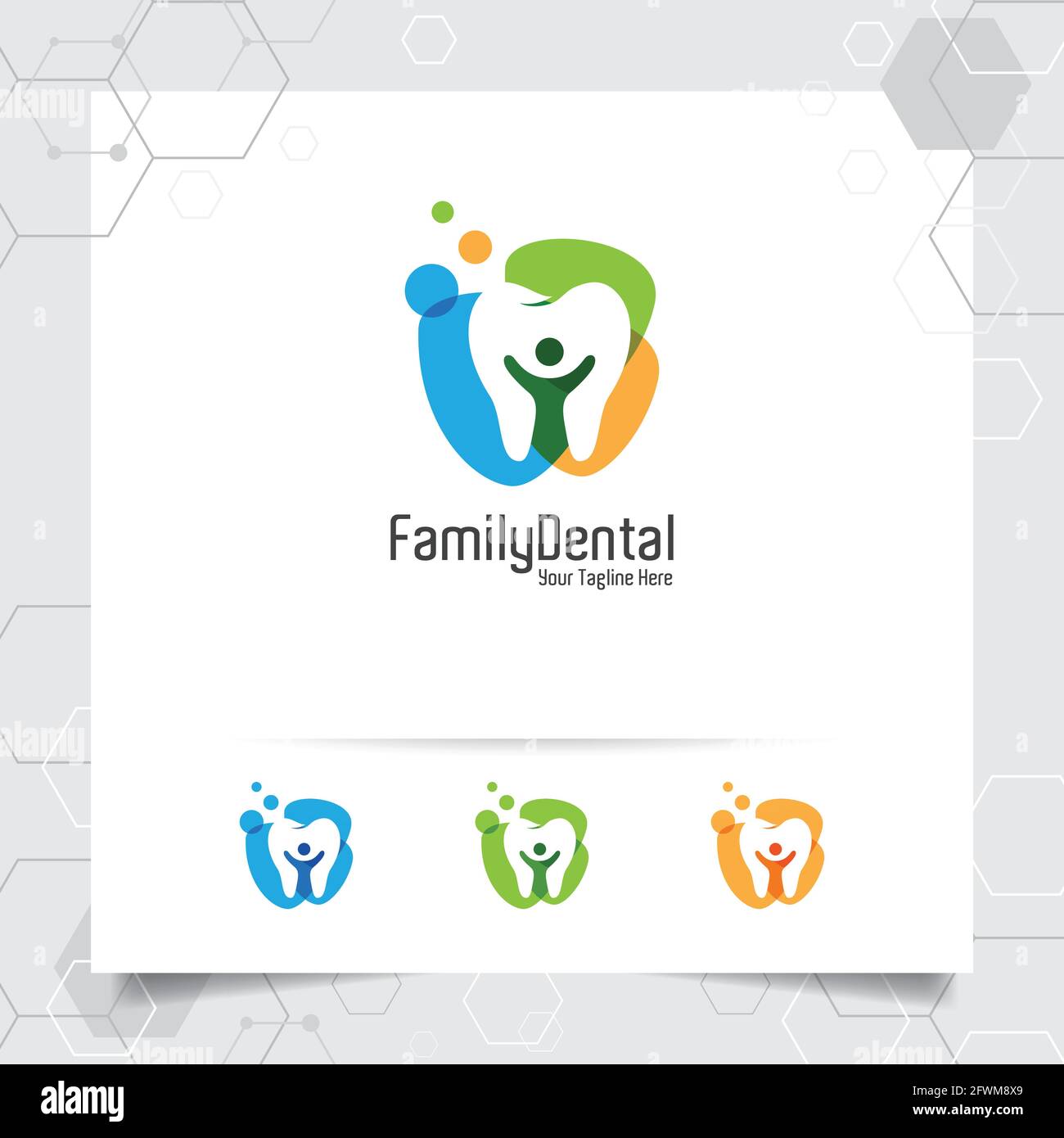 Dental logo dentist vector design with concept of people and tooth icon ...