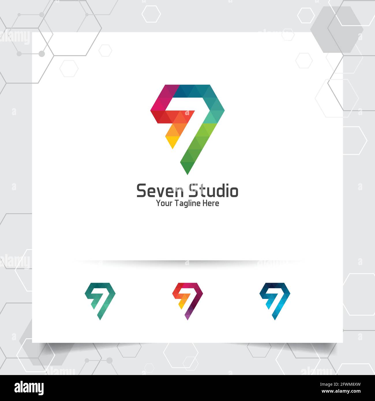 Abstract seven vector anniversary illustration with concept of digital ...