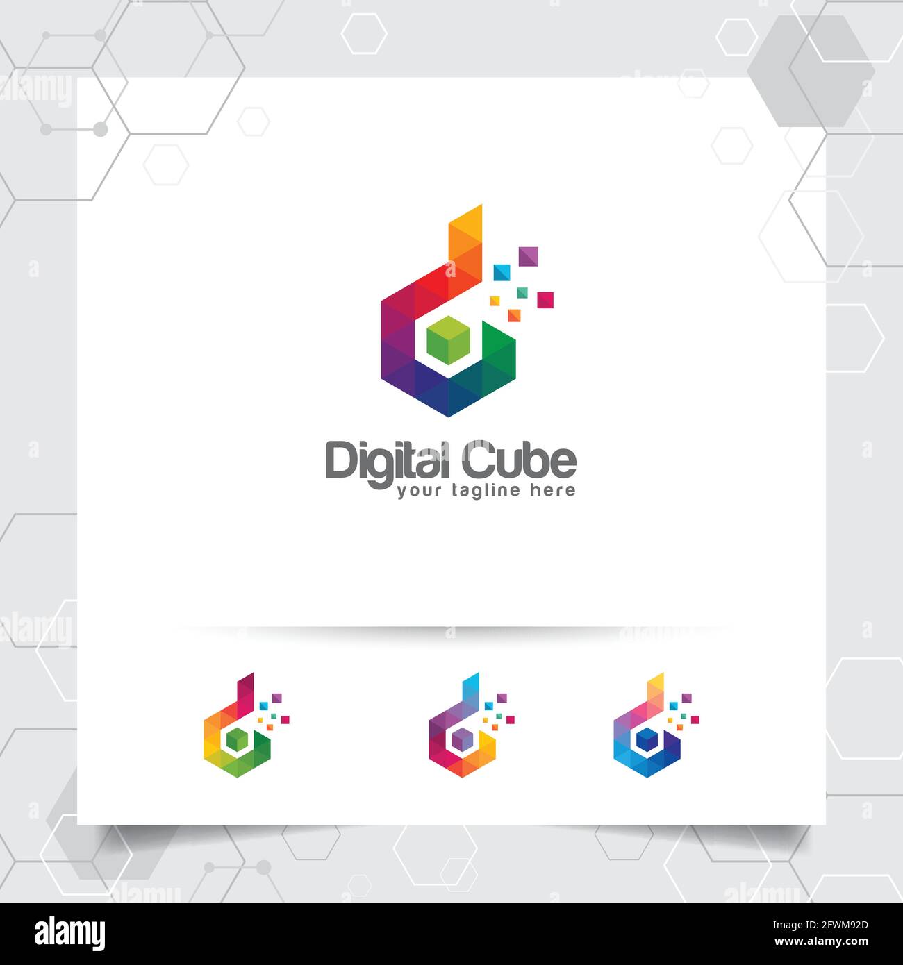 Digital logo letter D design vector with modern colorful pixel for ...