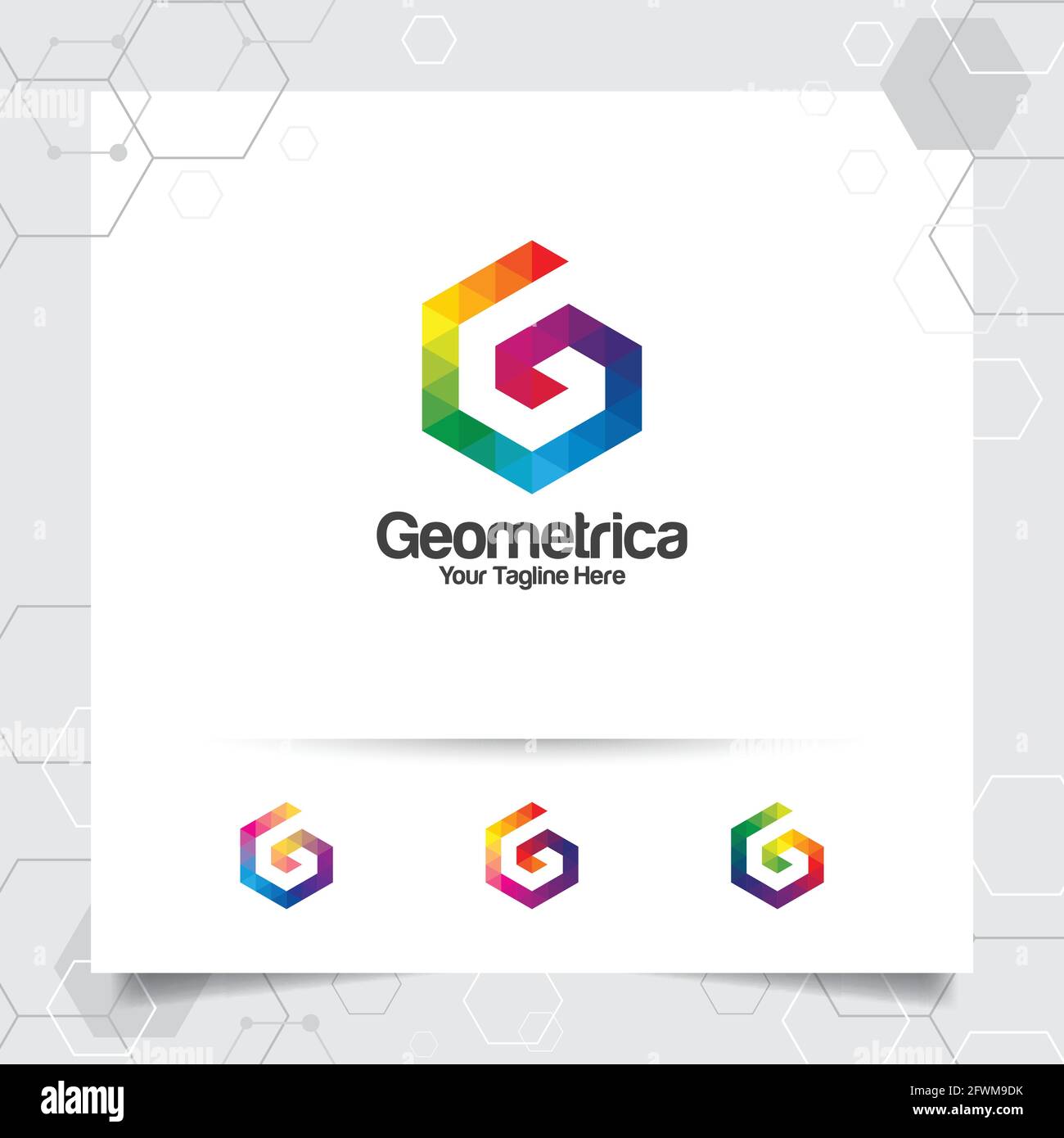 Digital logo design vector letter G concept with modern colorful pixel ...