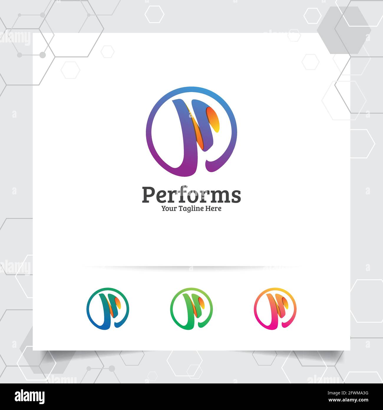 Business finance letter P logo design vector with a simple modern color ...