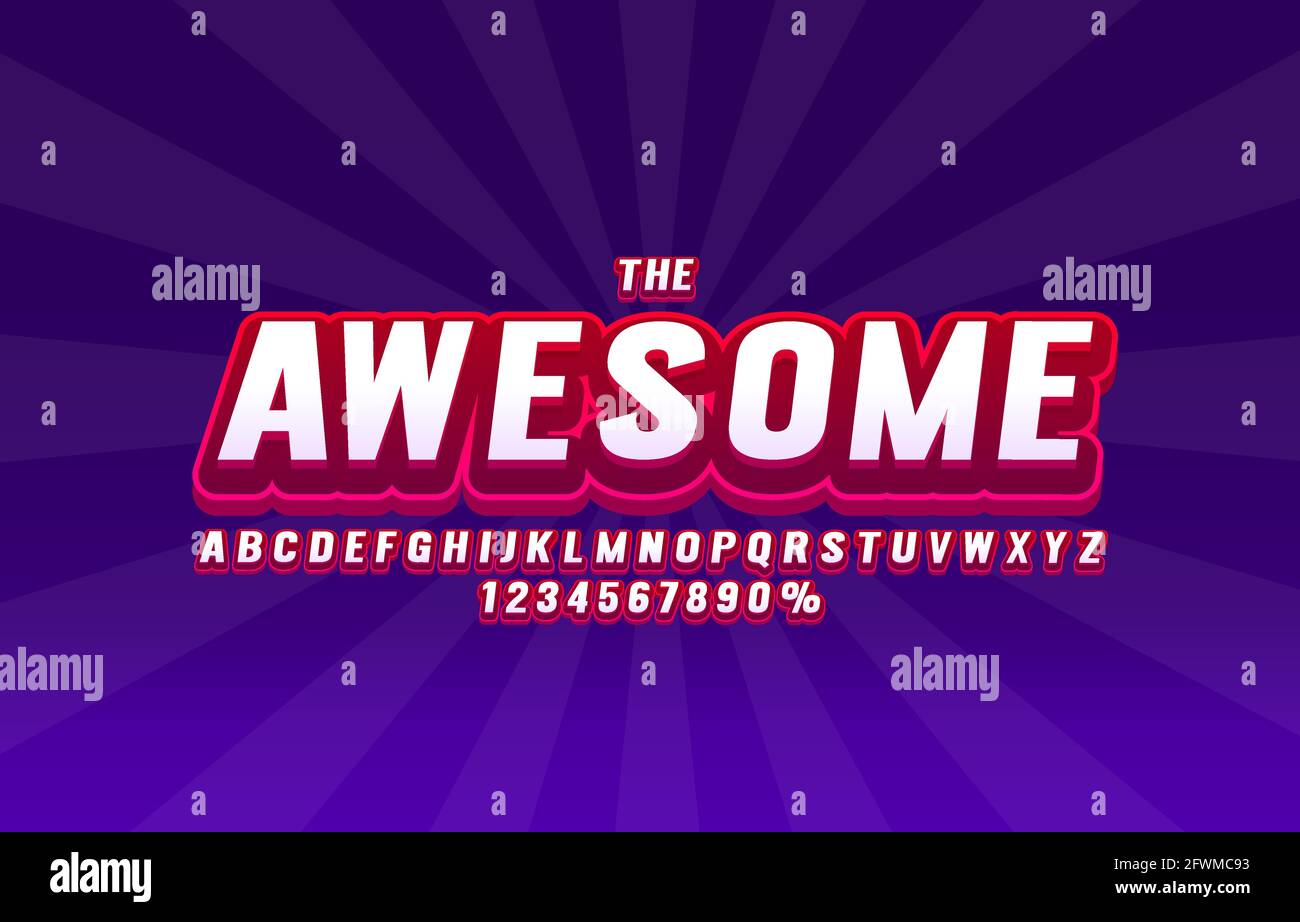 The Awesome font set collection, letters and numbers symbol. Vector ...
