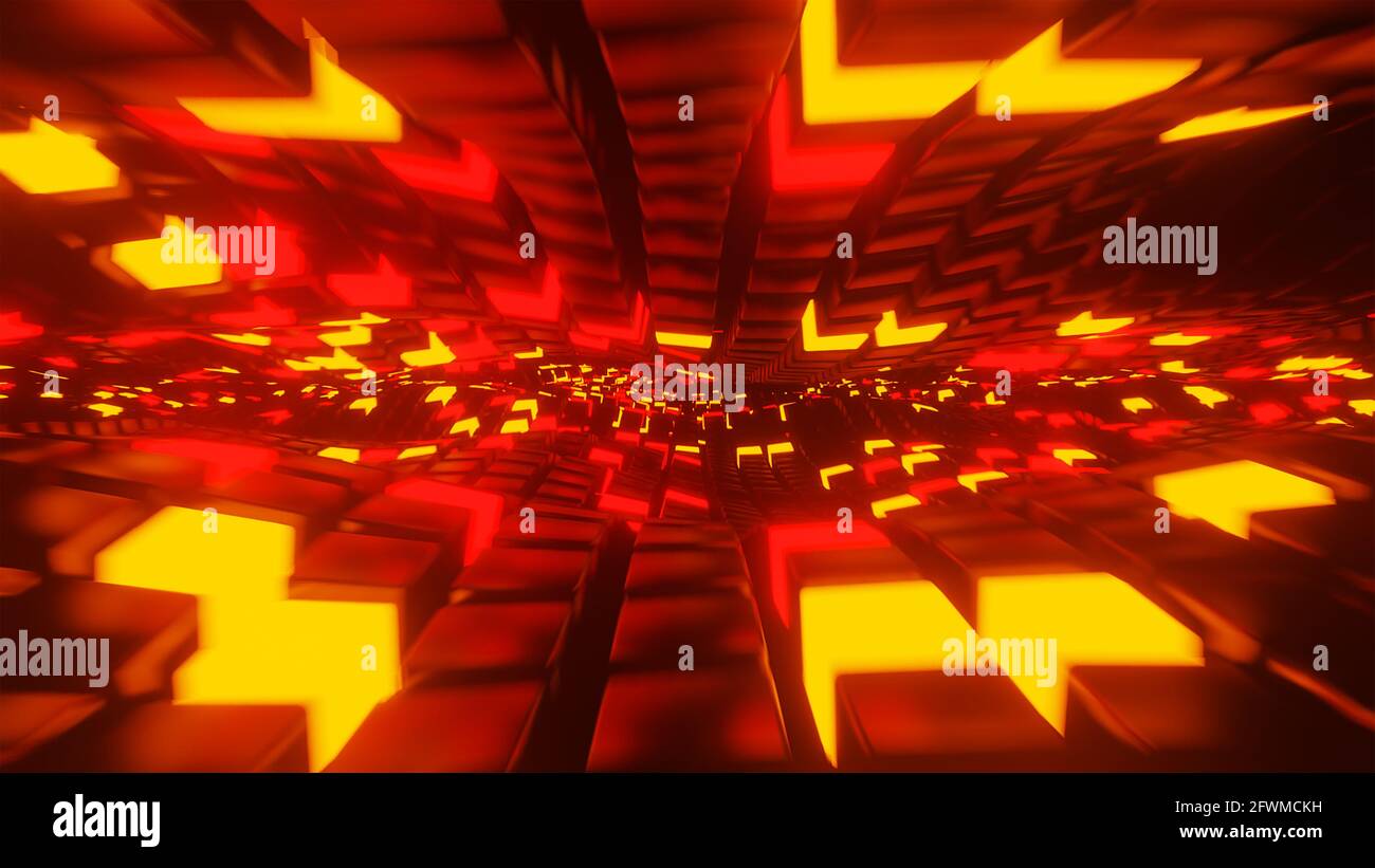 An abstract surface with lit cubes 3D render Stock Photo - Alamy