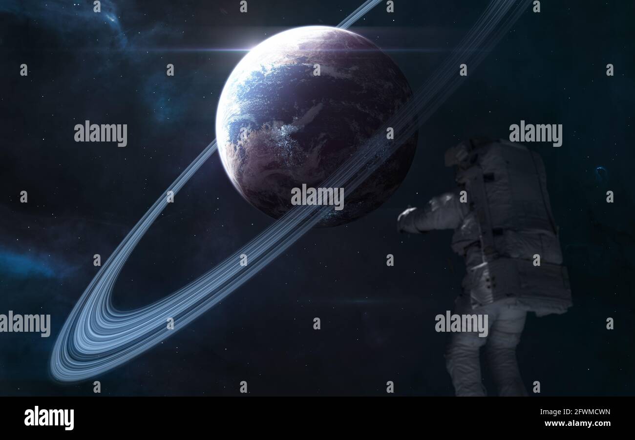 Astronaut in space with planet hi-res stock photography and images - Alamy
