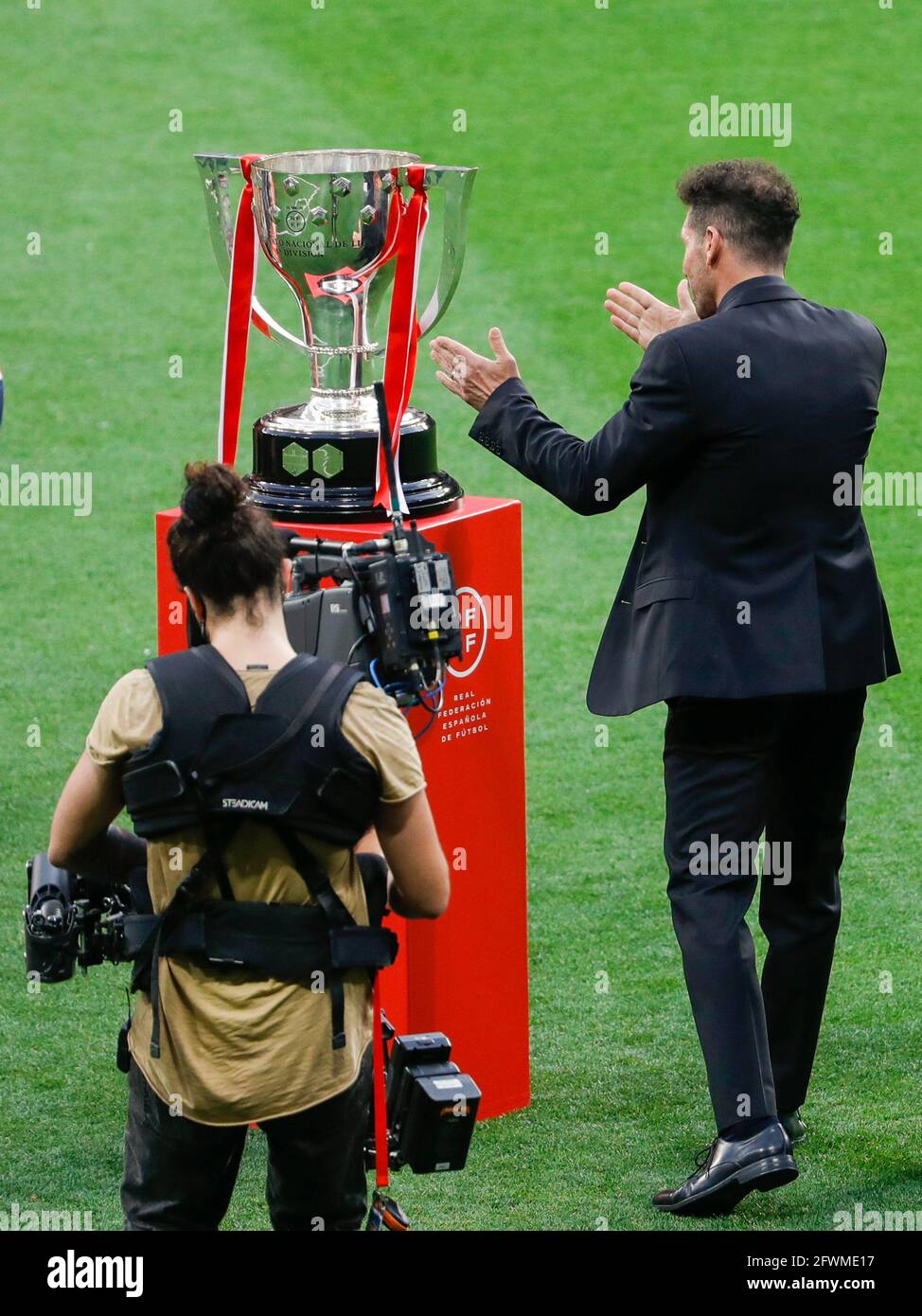 Madrid, Spain. 23rd May, 2021. Atletico de Madrid players celebrate the ...