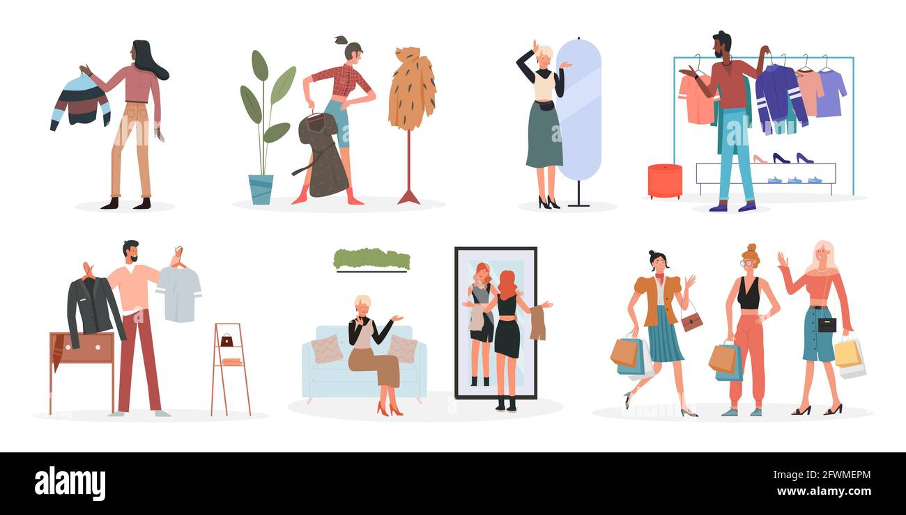 Girls clothes shopping mirror Stock Vector Images - Alamy