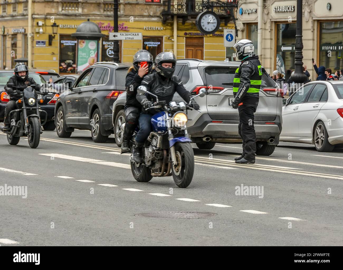 Nevsky prospect, 28. St. Petersburg. Russia. April 24, 2021. Motorcycle ...