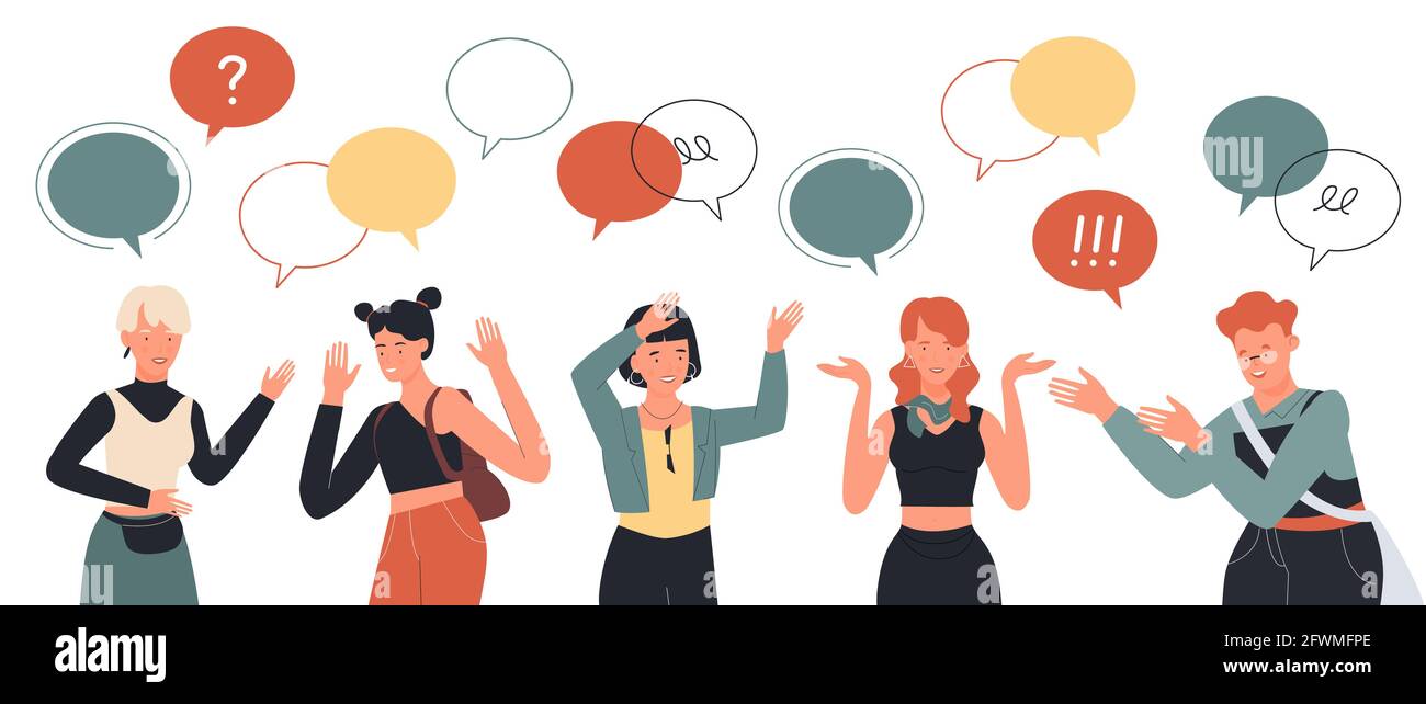 People of different age or professions talk vector illustration set ...