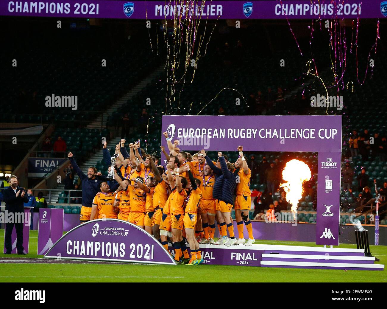 TWICKENHAM ENGLAND - MAY 21: Montpellier Team celebrates after winning ...