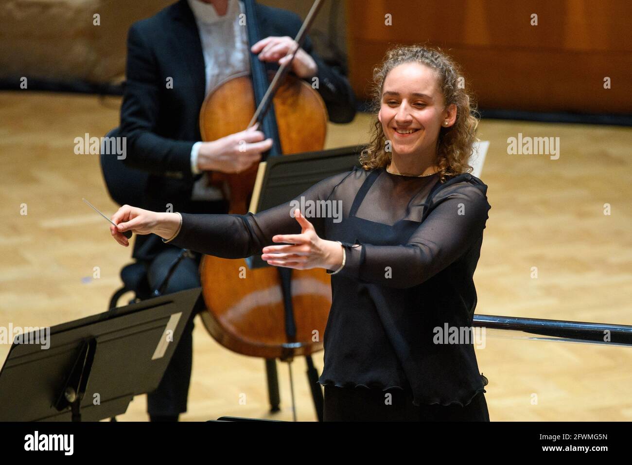 EDITORIAL USE ONLY Finalist Chloe Rooke conducts the London Symphony ...