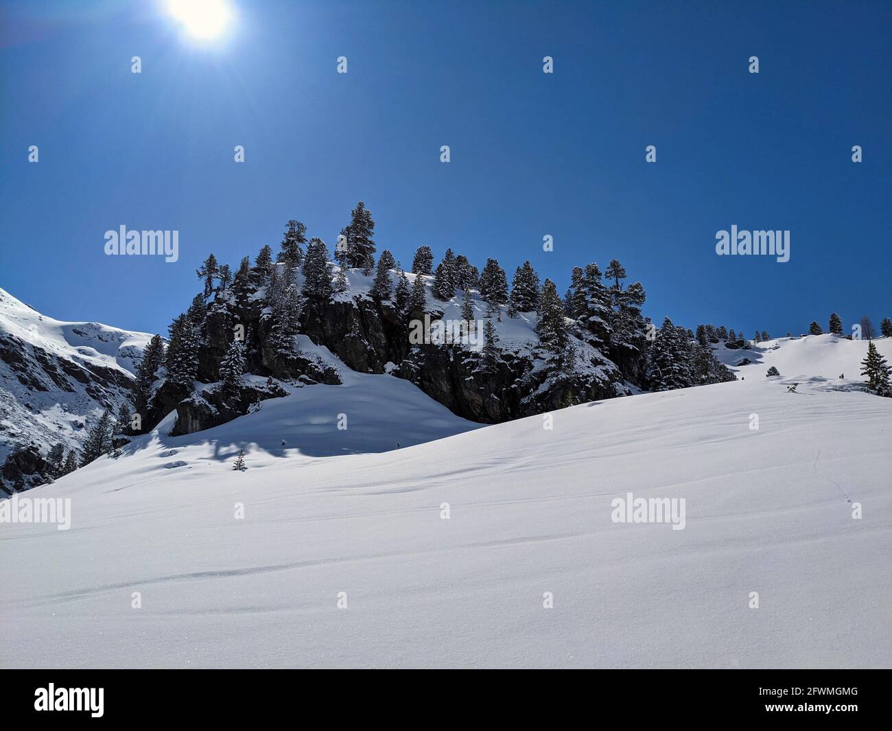 beautiful winter landscape in the mountains above davsos klosters at ...