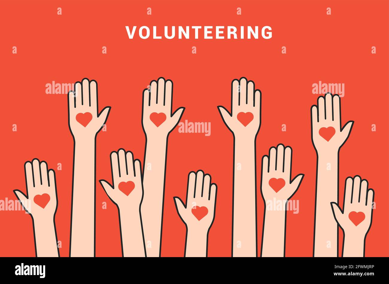Volunteer vector icon heart care team. Charity volunteer hand symbol ...