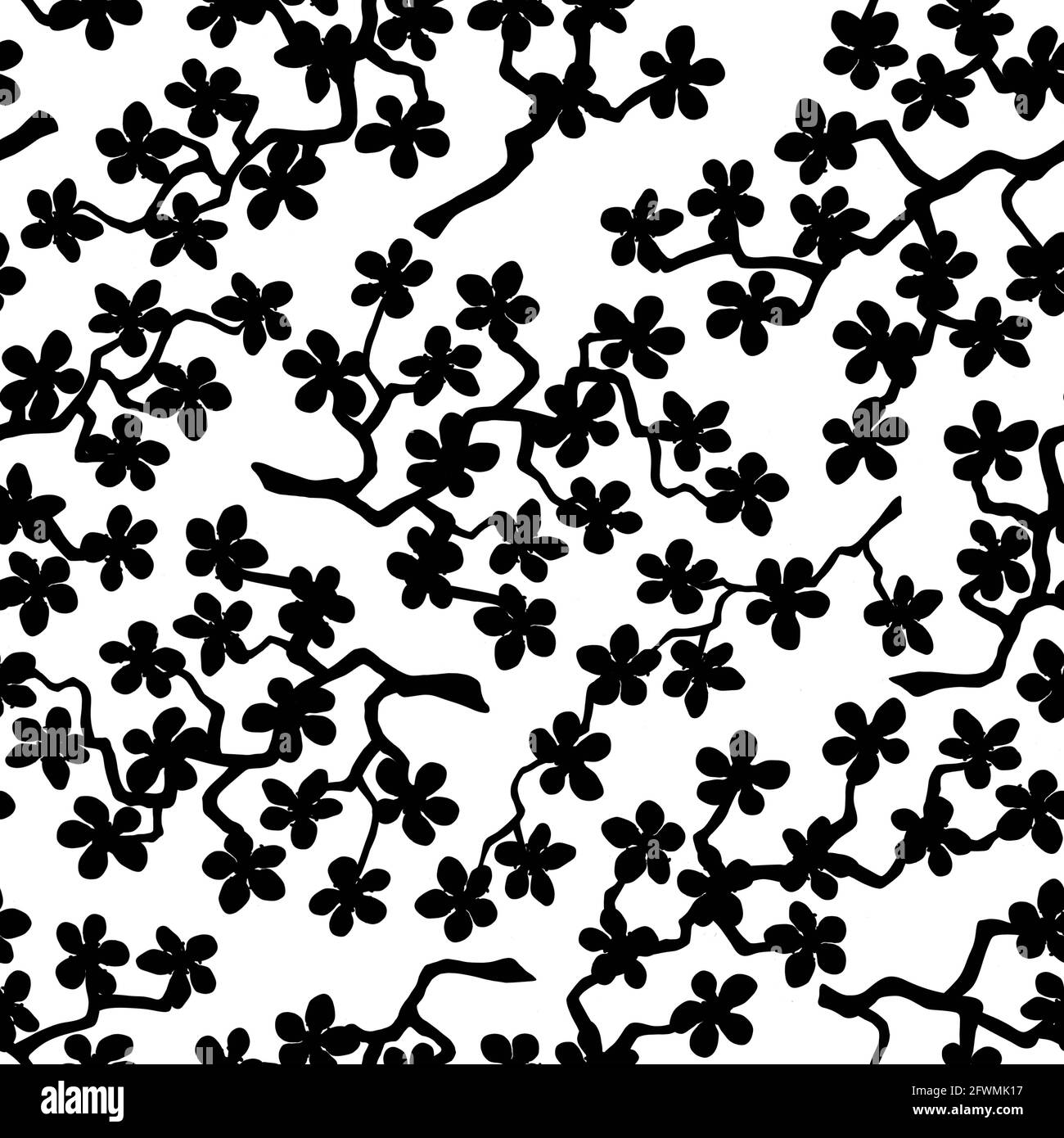 Seamless pattern with blossoming Japanese cherry sakura branches for ...