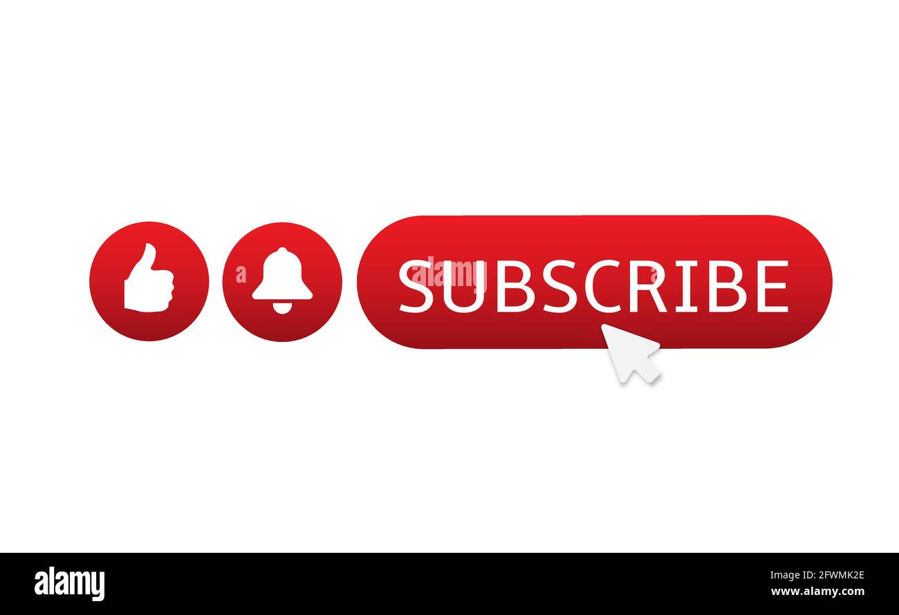 Subscribe vector web buttons Red Subscribe button with red bell and thumb up icon Stock Vector ...