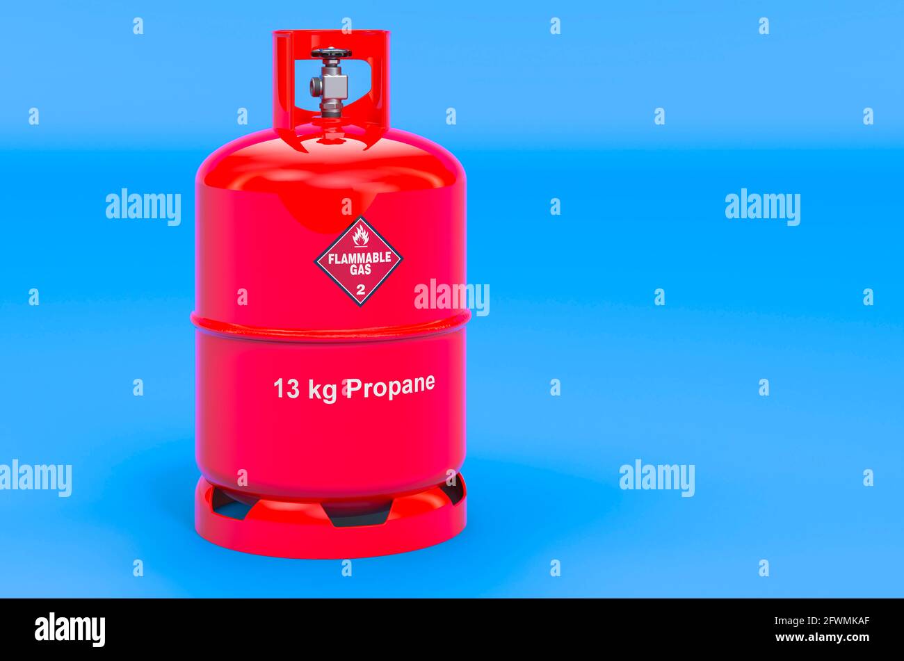 Propane cylinder with compressed gas on blue background, 3D rendering ...