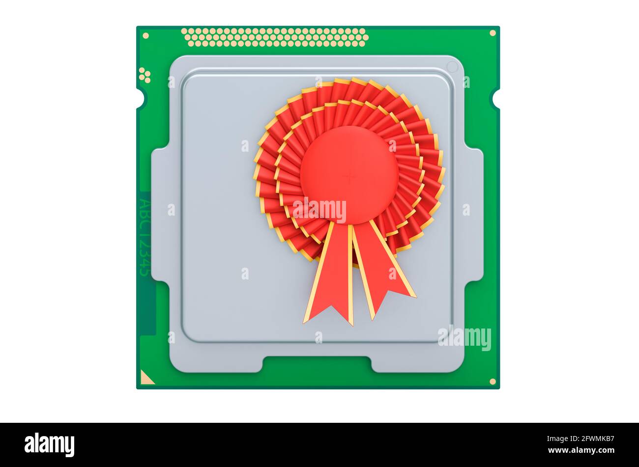 CPU computer processor unit with best choice badge, 3D rendering isolated on white background ...