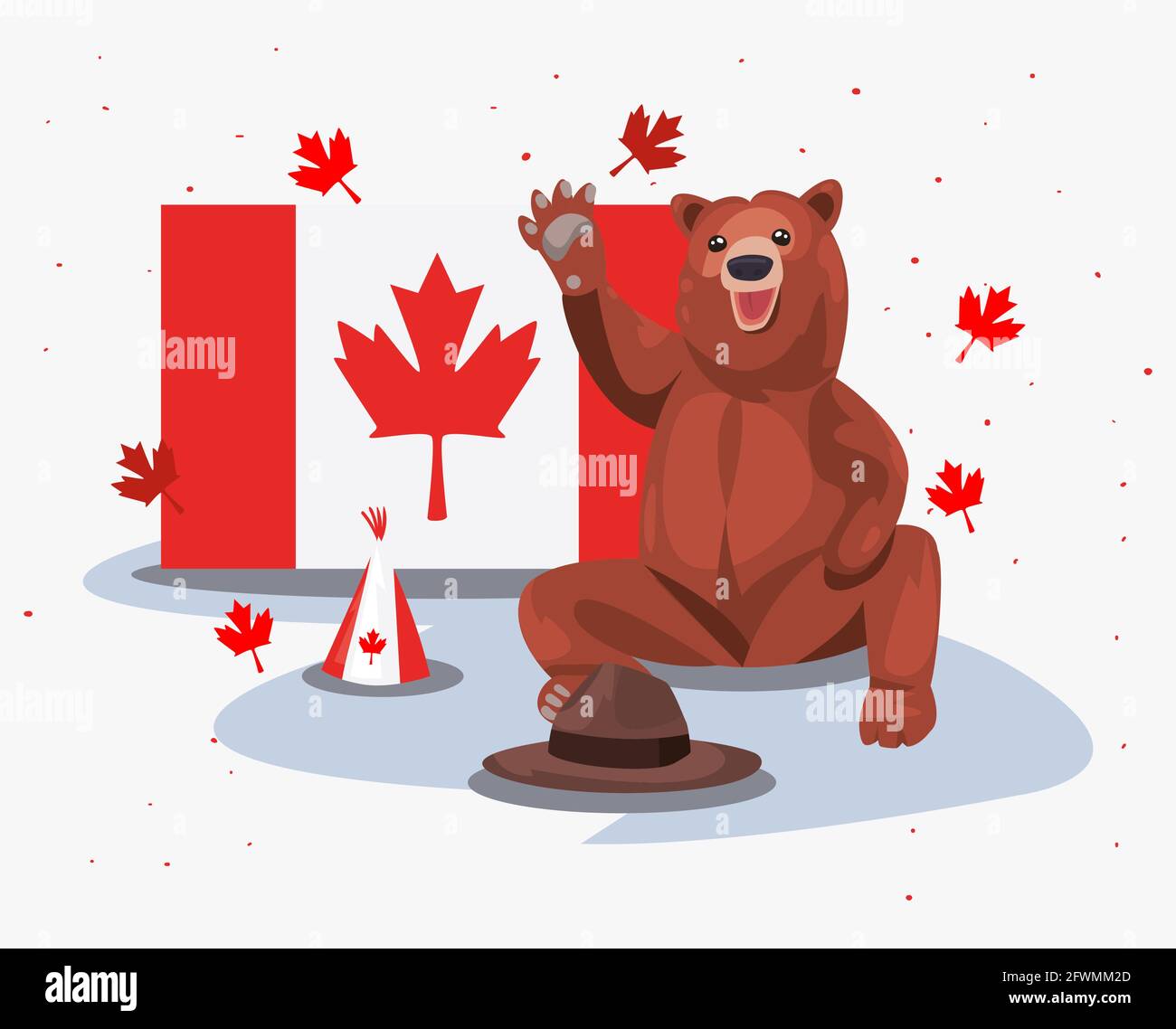 Canadian flag and bear of happy canada day theme Stock Vector Image ...
