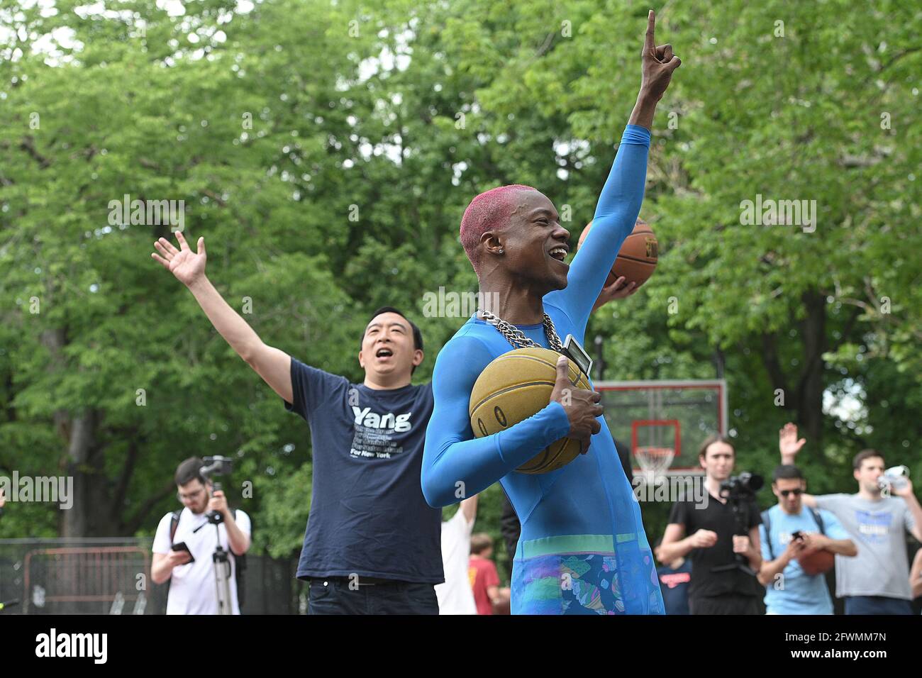 New York City Mayoral candidates Paperboy Prince and Andrew Yang ...
