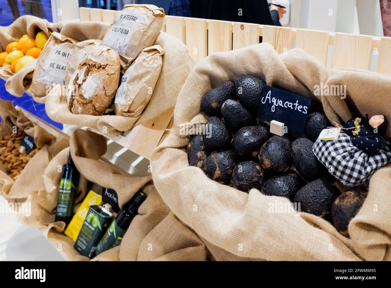 Madrid, Spain - May 20, 2021: Sample of natural products of Spanish ...
