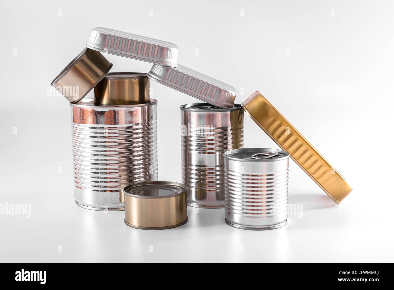 Aluminum cans of various types isolated on white background Stock Photo ...