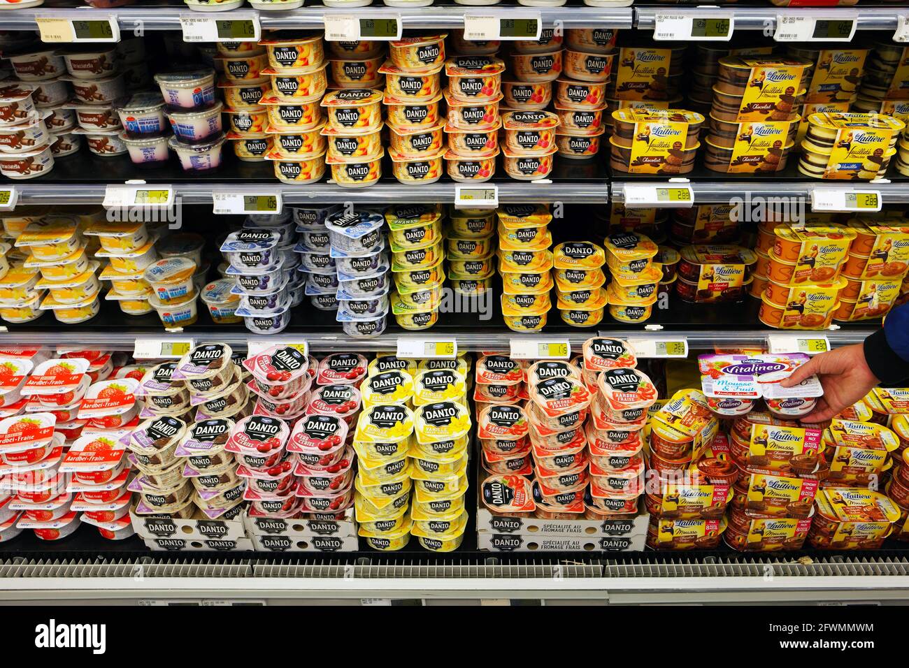 Danone yogurt in shelves hi-res stock photography and images - Alamy