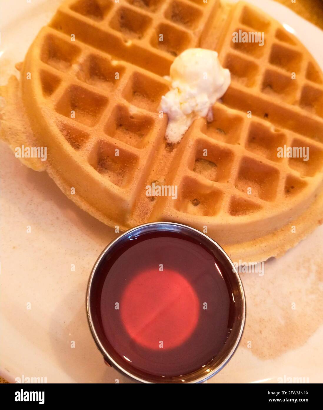 Waffle with Butter and Syrup Stock Photo - Alamy