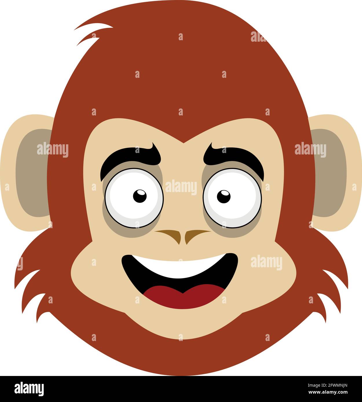 Vector illustration of emoticon of the face of a cartoon chimpanzee ...