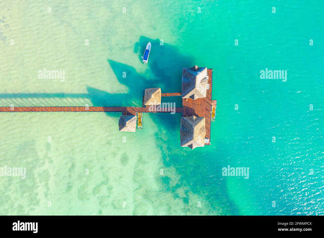 Aerial top down view from drone of a luxurious tropical island p Stock ...