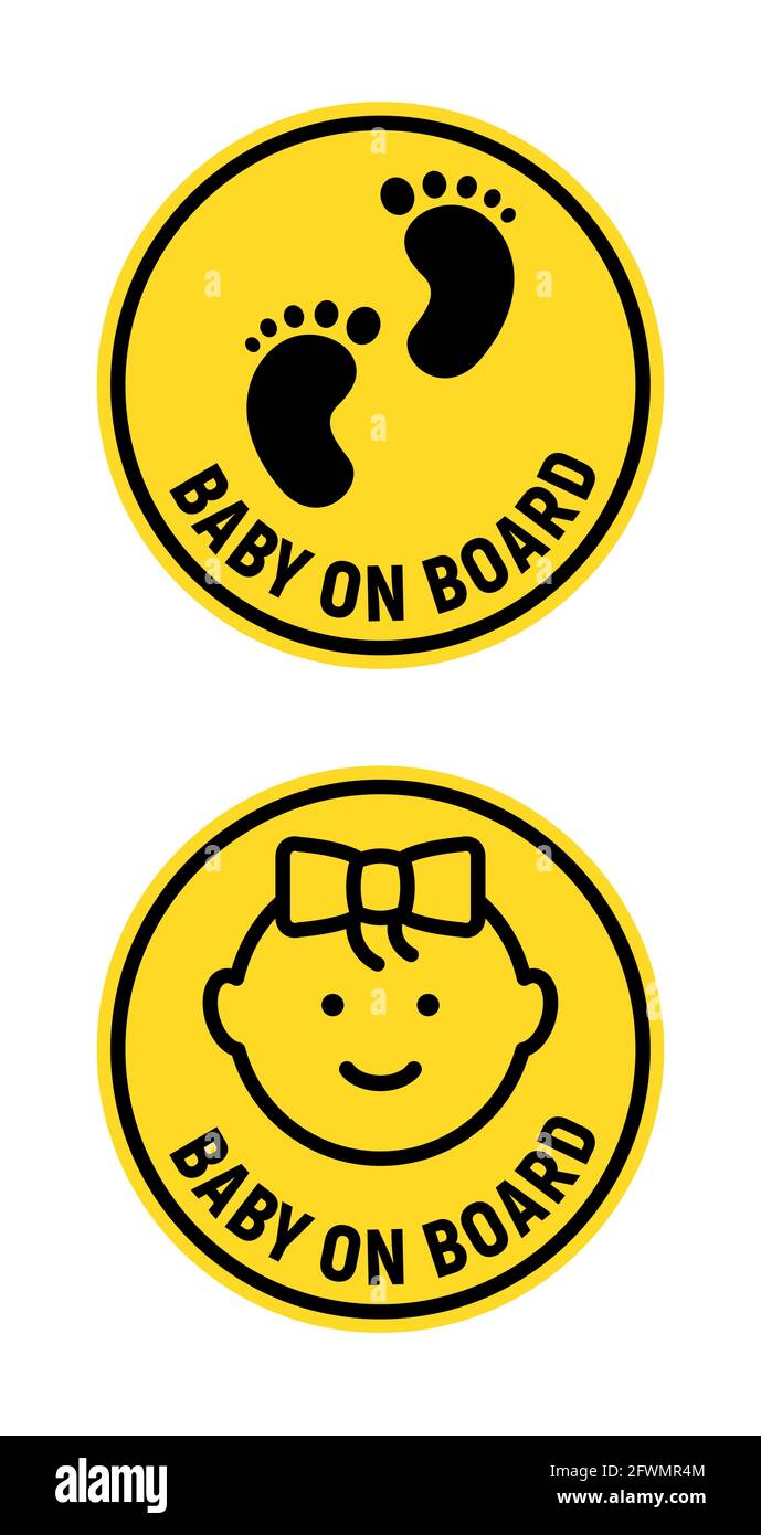 Baby on board sign icon. Child safety sticker warning emblem. Baby ...