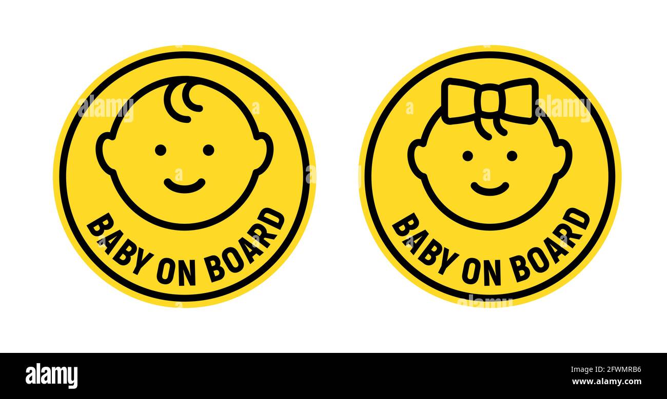 Baby on board sign icon. Child safety sticker warning emblem. Baby ...