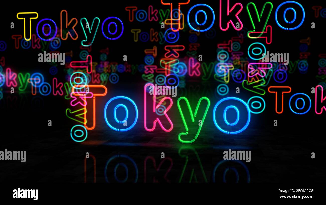 Tokyo symbol neon symbol. Light color bulbs with romantic city sign ...