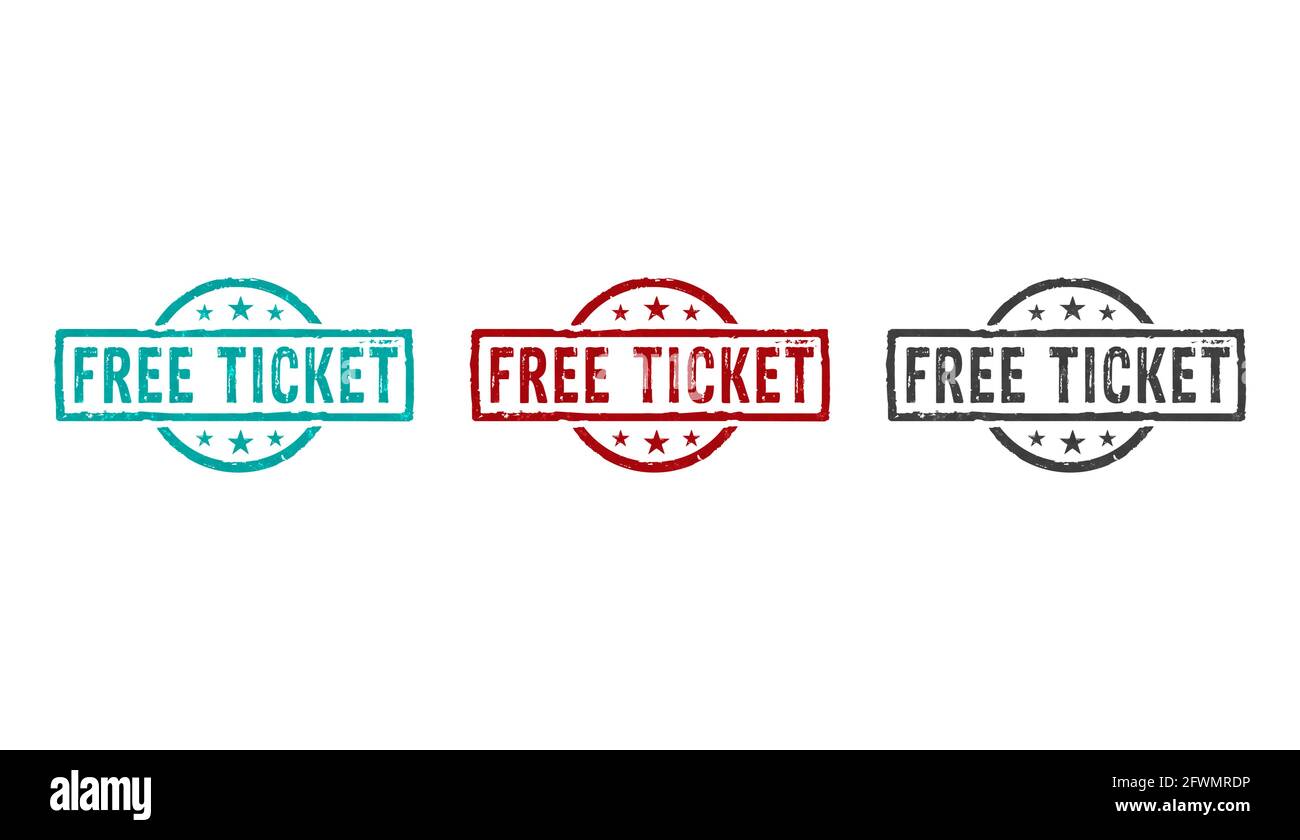 Free ticket stamp icons in few color versions. Admission and free entry ...
