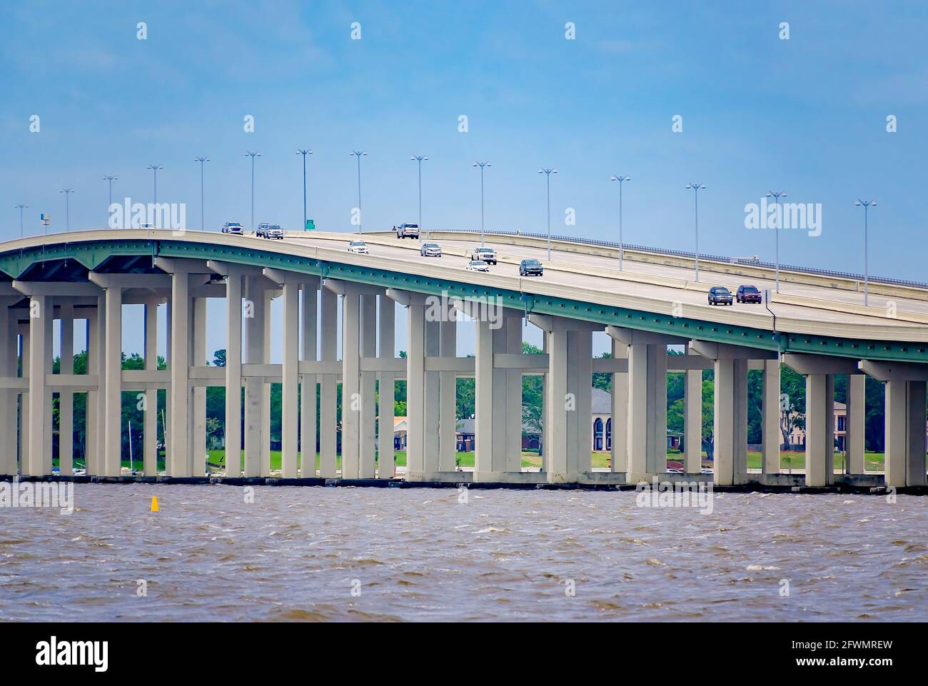 Cars travel over the Biloxi Bay Bridge, May 22, 2021, in Biloxi ...