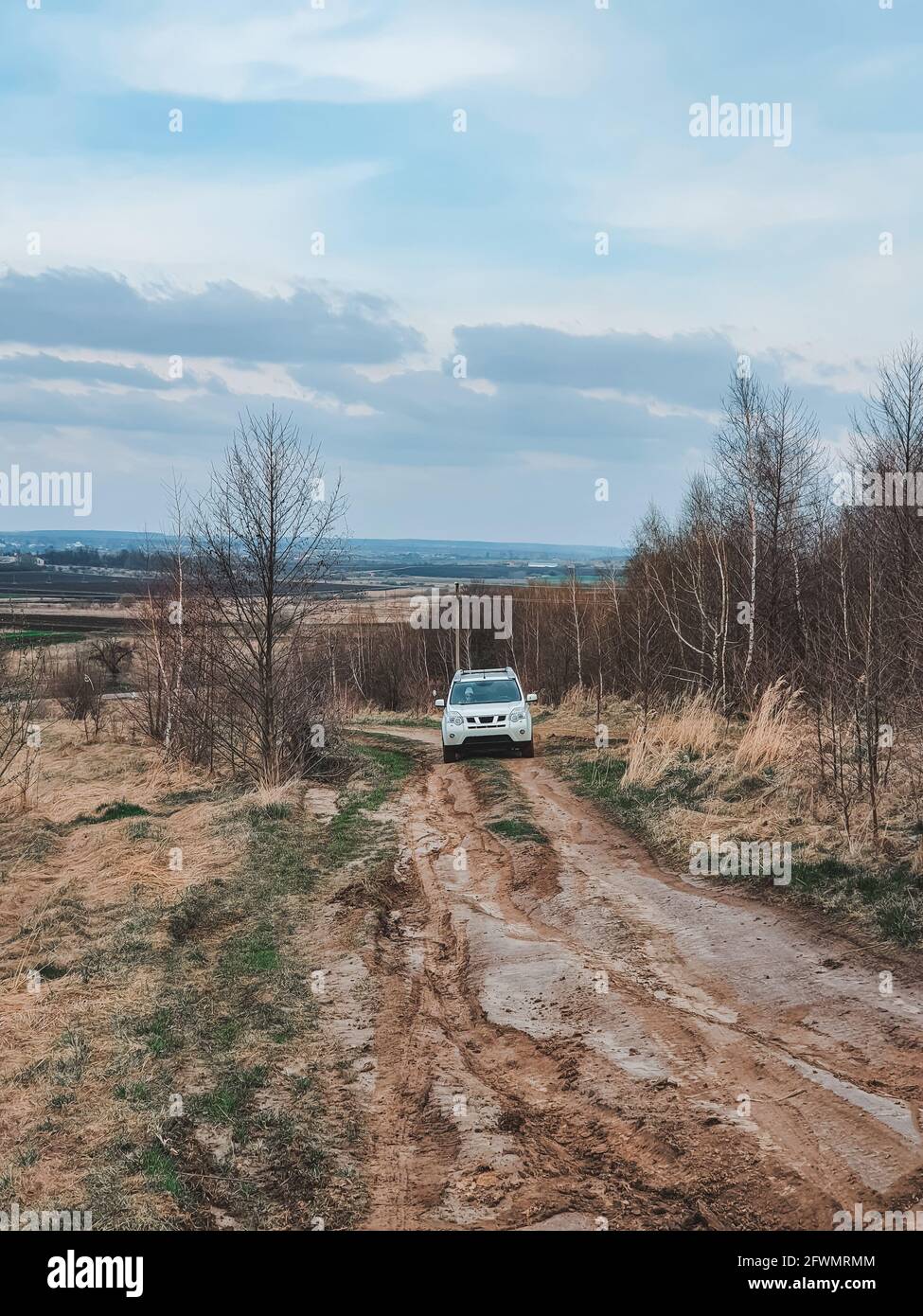 suv car on the dirty trail off road Stock Photo - Alamy