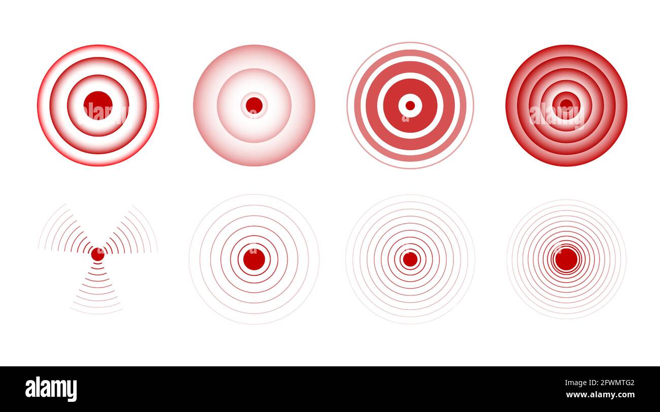 Throat circle pain sign. Body hurt red symbol. Vector localization mark ...