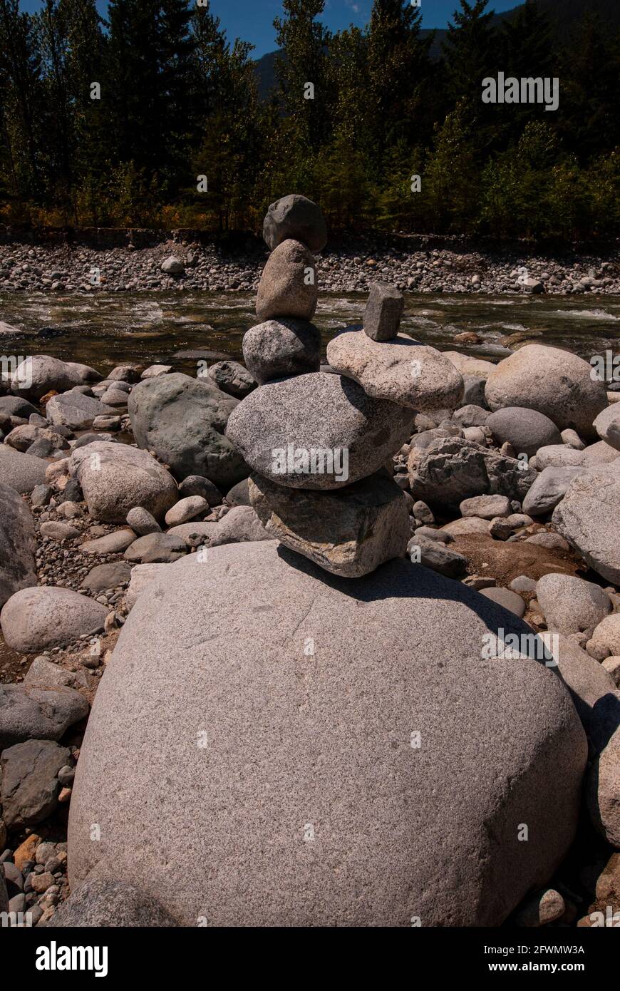 Rock stack art at Norrish Creek in Dewdney, Mission, British Columbia ...