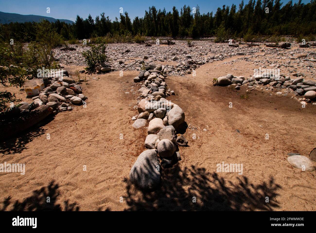 Rock arrangement at Norrish Creek in Dewdney, Mission, British Columbia ...