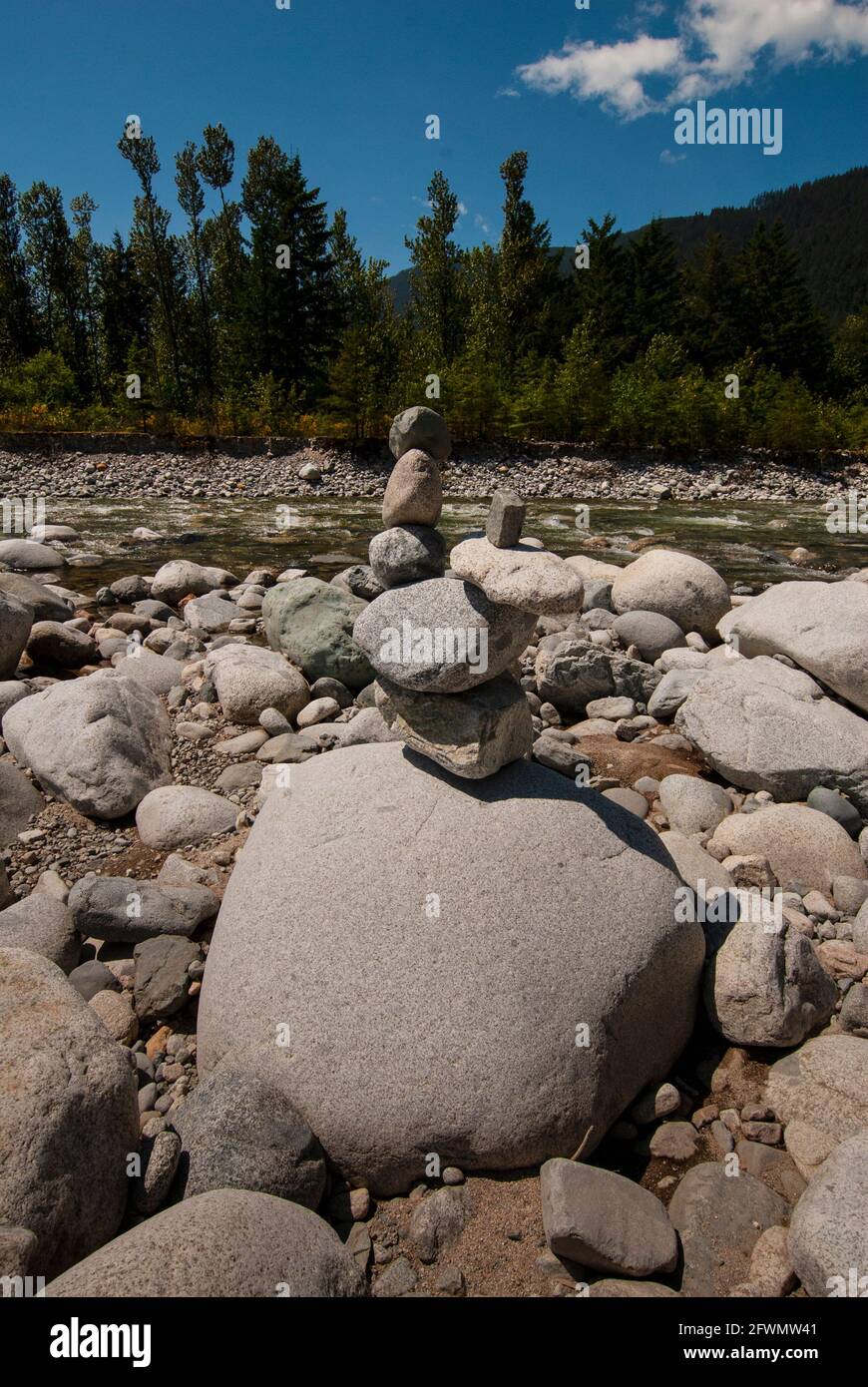 Rock stack art at Norrish Creek in Dewdney, Mission, British Columbia ...