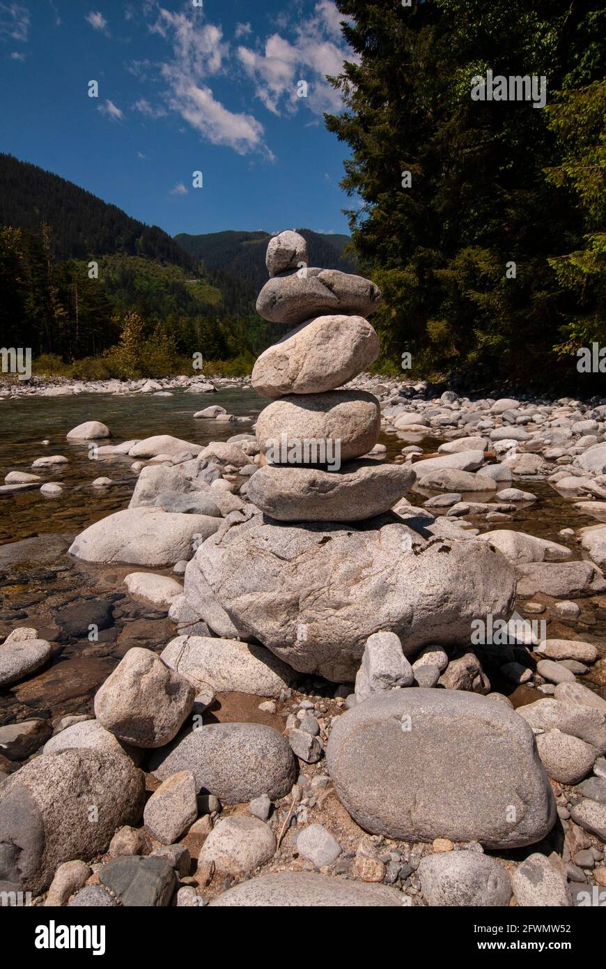 Rock stack art at Norrish Creek in Dewdney, Mission, British Columbia ...