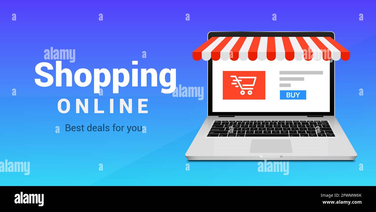 Online shop ecommerce store vector laptop. Buy cartoon flat digital ...