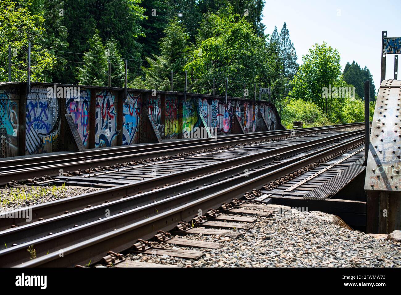 Rail bridge over Norrish Creek in Dewdney, Mission, British Columbia ...