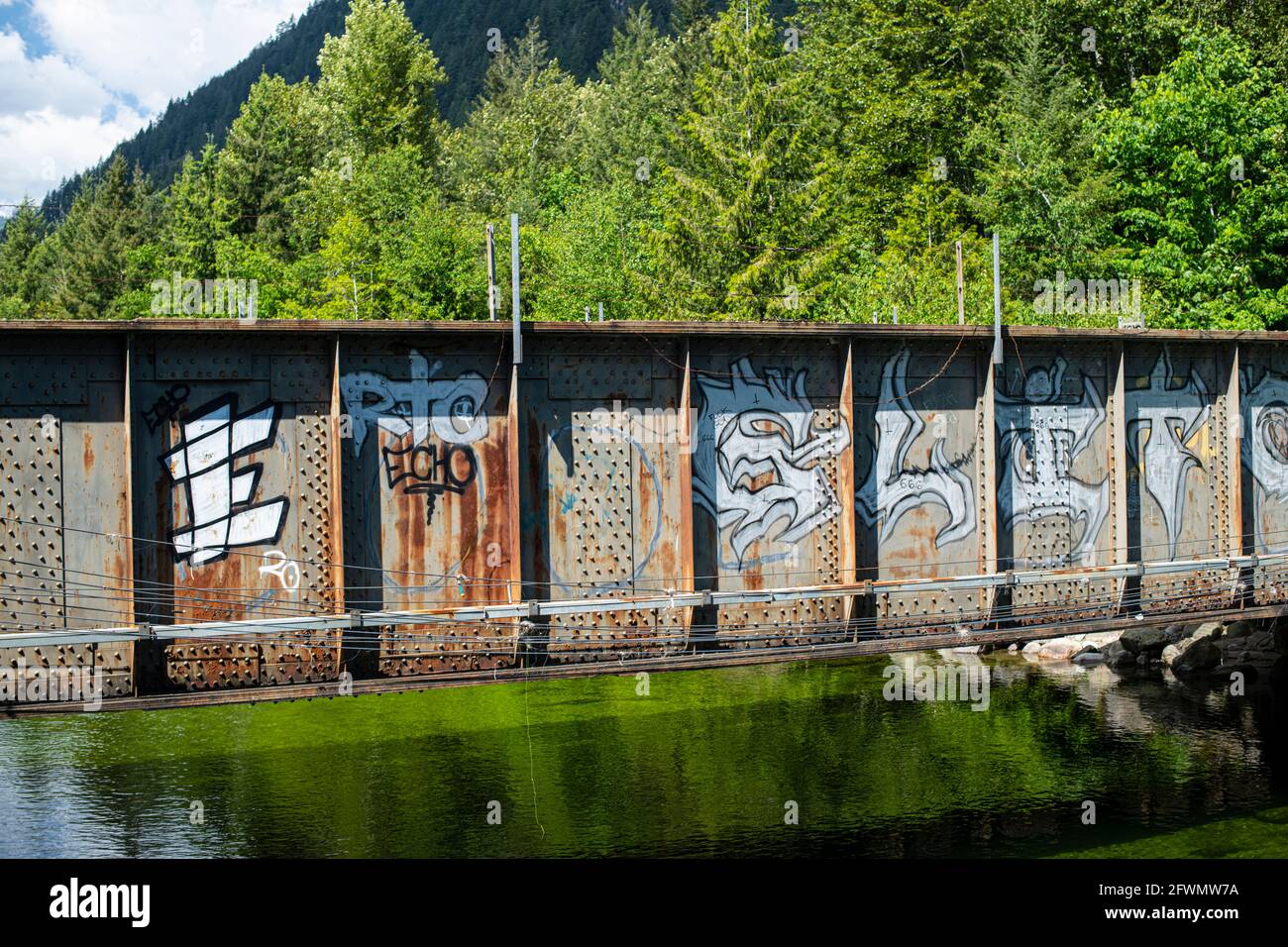 Rail bridge over Norrish Creek in Dewdney, Mission, British Columbia ...
